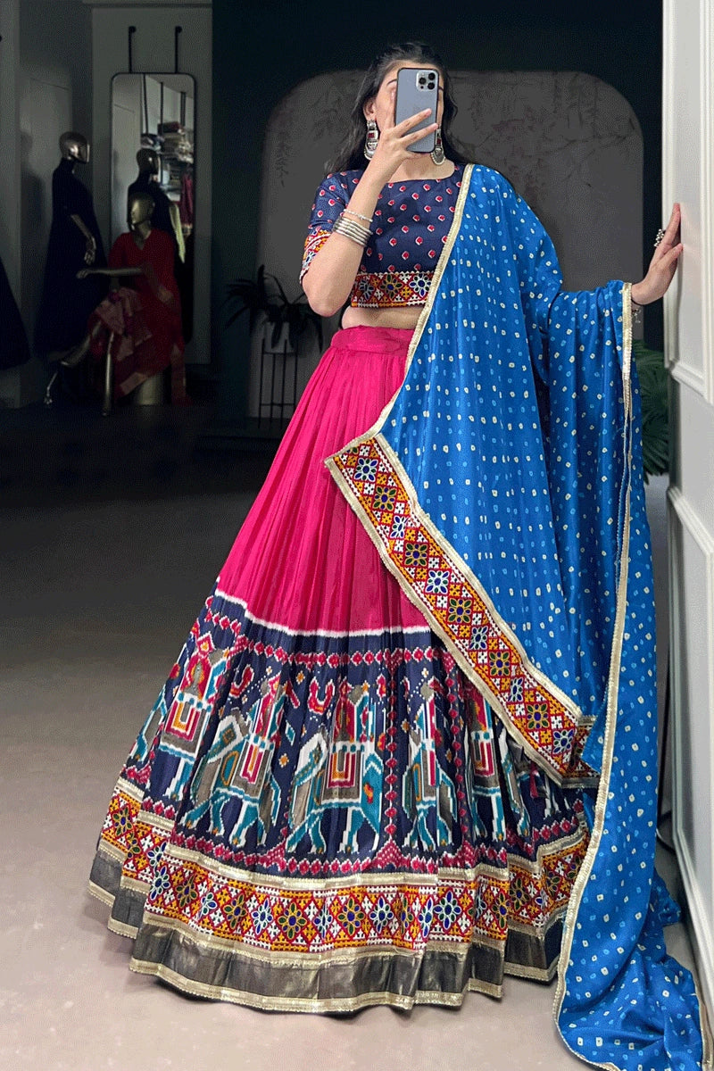 Traditional Gujarati Style Patola Print Chaniya Choli For Navratri ...