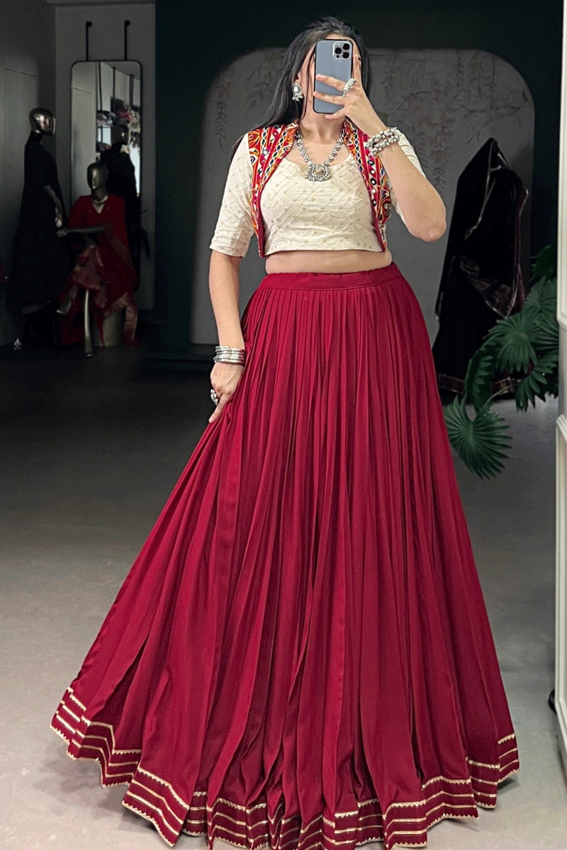 Navratri Special Fully Stitched Lehenga With Gamthi Work Blouse - Anaya ...
