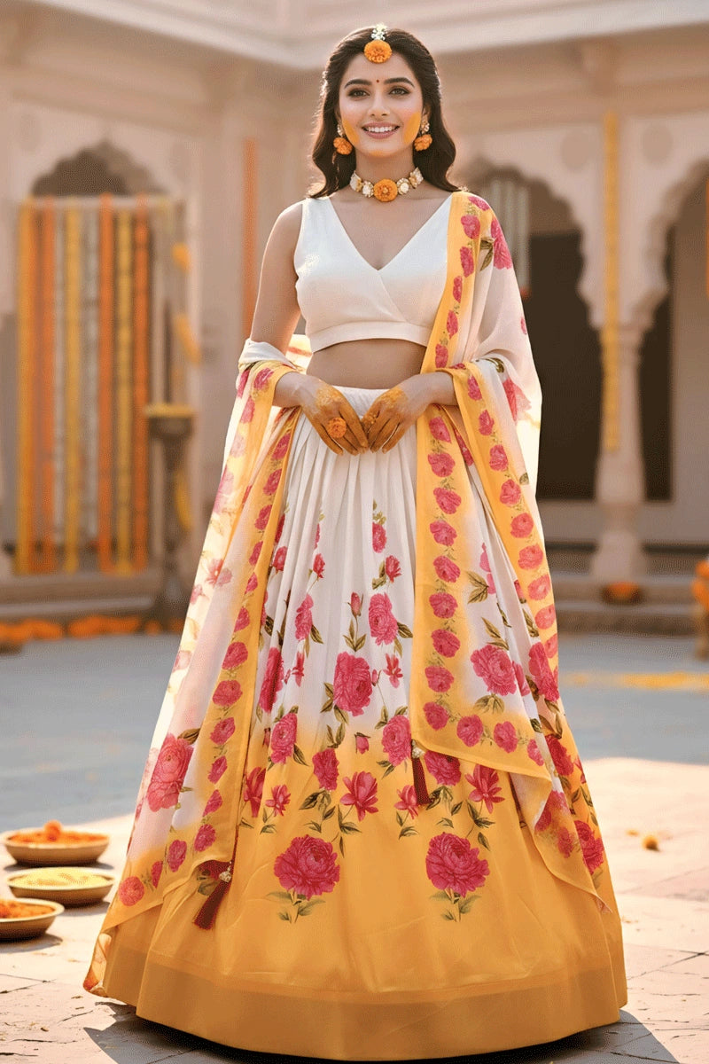 Yellow Color Lehenga Choli For Sister Haldi Ceremony - Anaya Designer ...