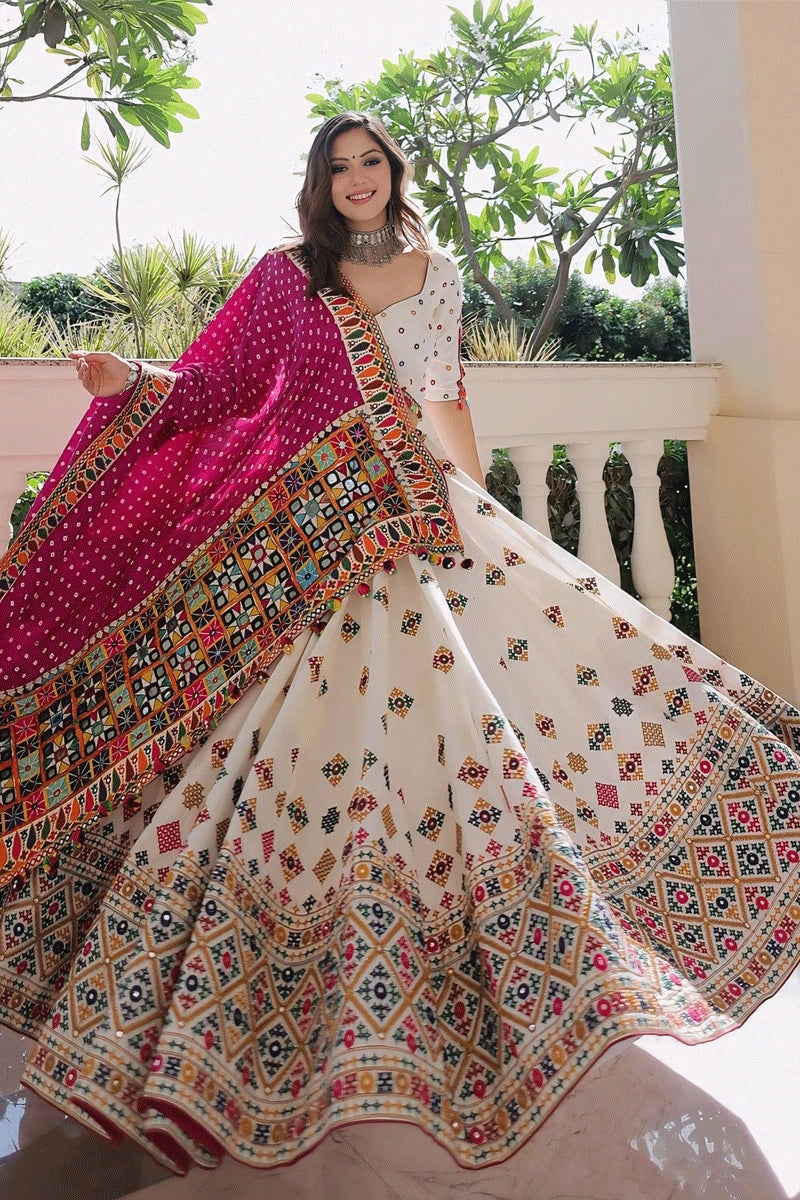 Real Mirror Work Gujarati Style Chaniya Choli - Anaya Designer Studio