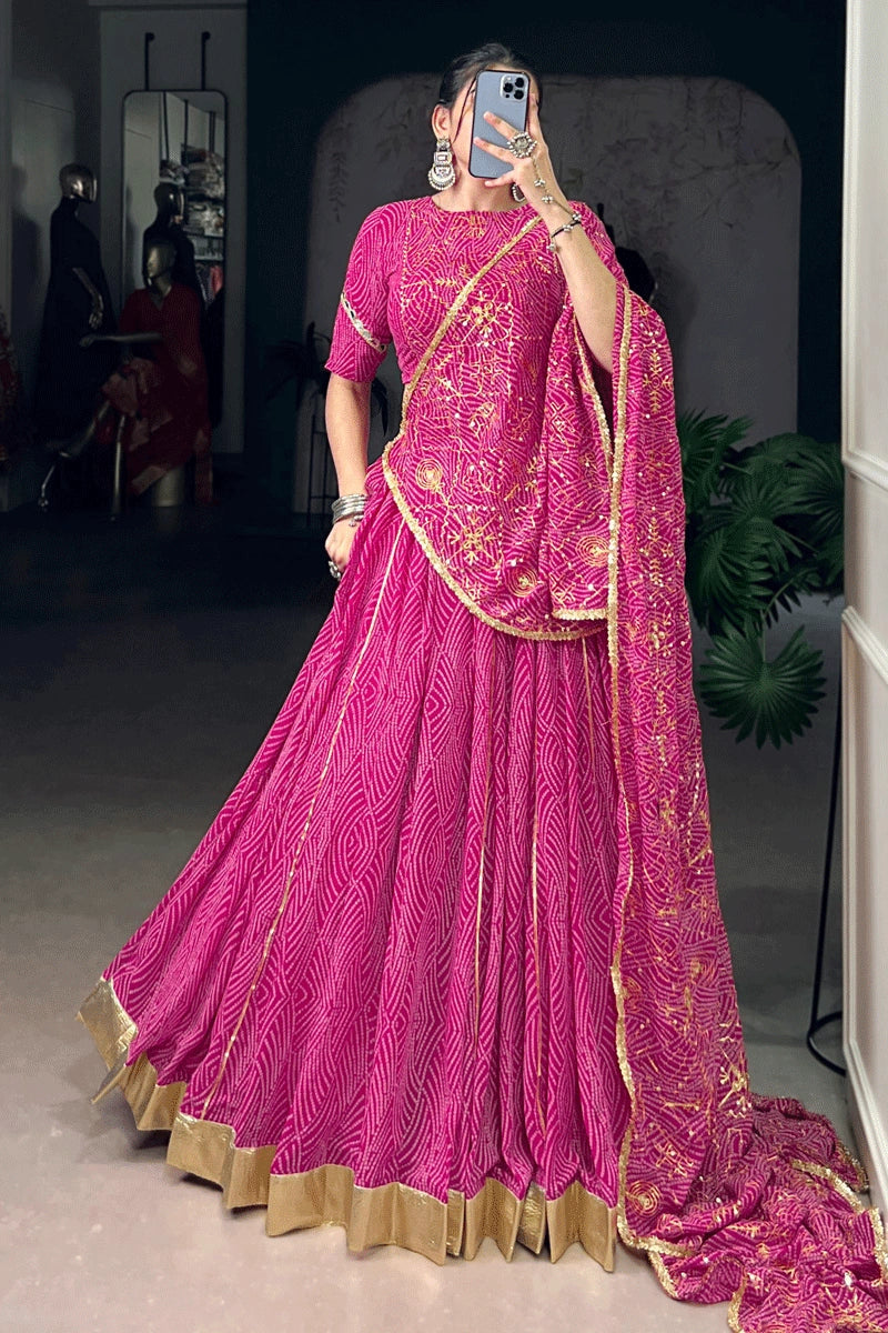 Pink Color Heavy Flair Chaniya Choli With Backless Blouse For Women ...
