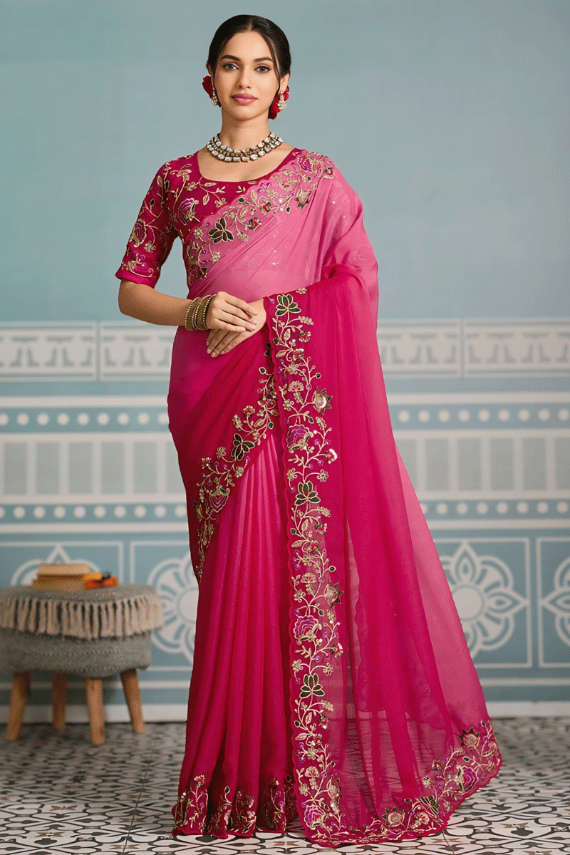 Double Colour Shaded Saree For Wedding Guest - Anaya Designer Studio