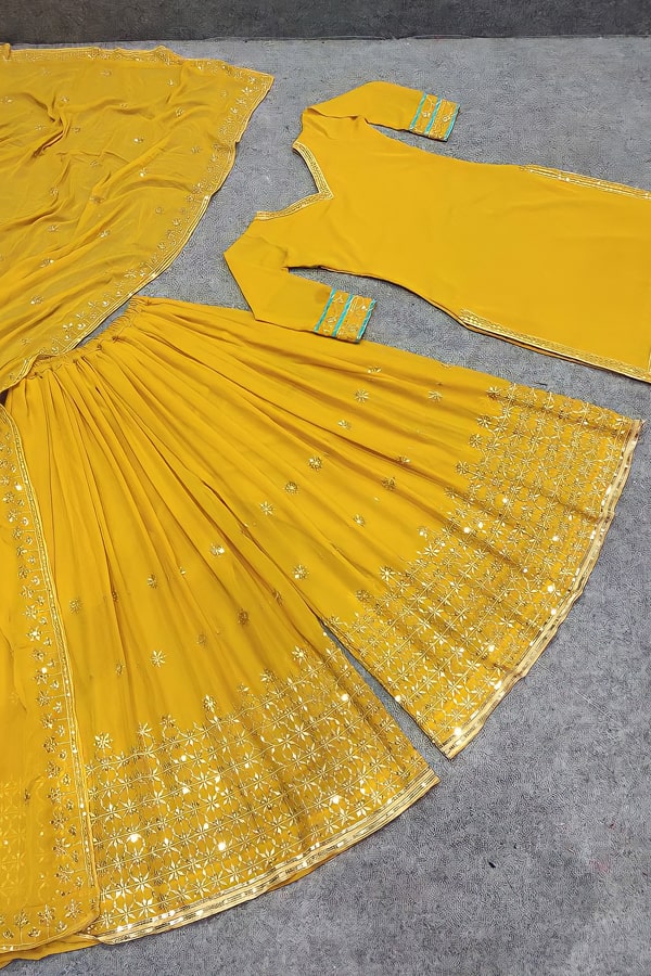 Yankita Kapoor Yellow Sharara Suit For Haldi Ceremony