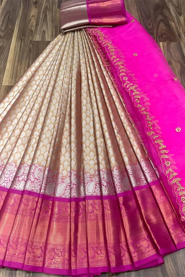 South Indian Half Saree For Engagement – Anaya Designer Studio