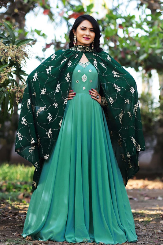 Latest Designer Gown With Shrug For Girls - Anaya Designer Studio