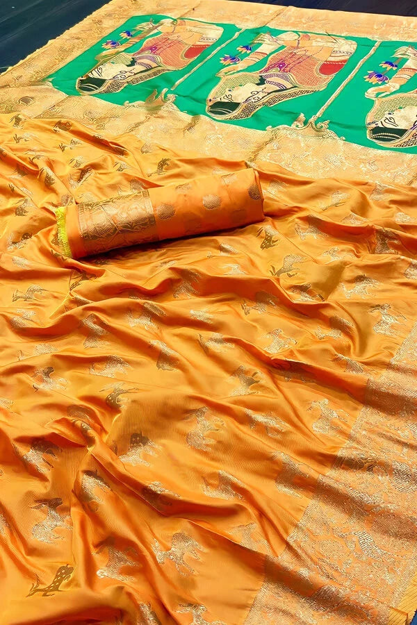 Traditional Wedding Paithani Saree With Mughal Print For Women – Anaya ...