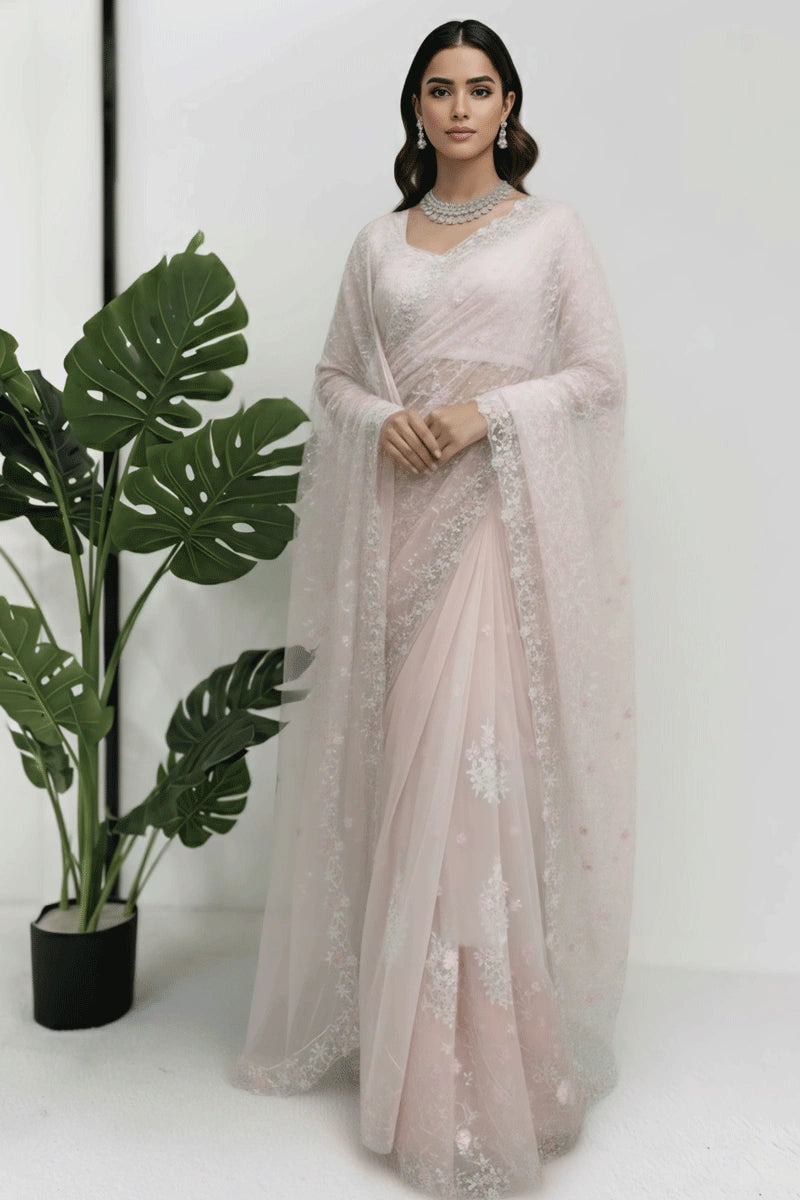 Reception Party Wear Designer Soft Net Saree - Anaya Designer Studio