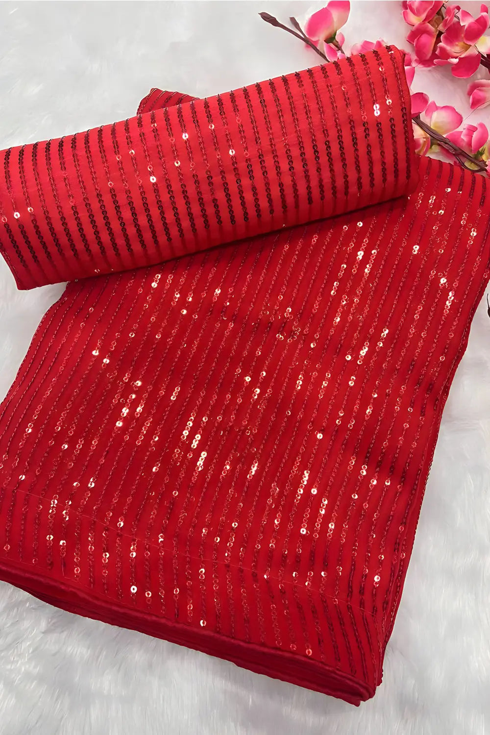 Ishita Dutta Red Sequence Saree Designs For Farewell Party – Anaya ...