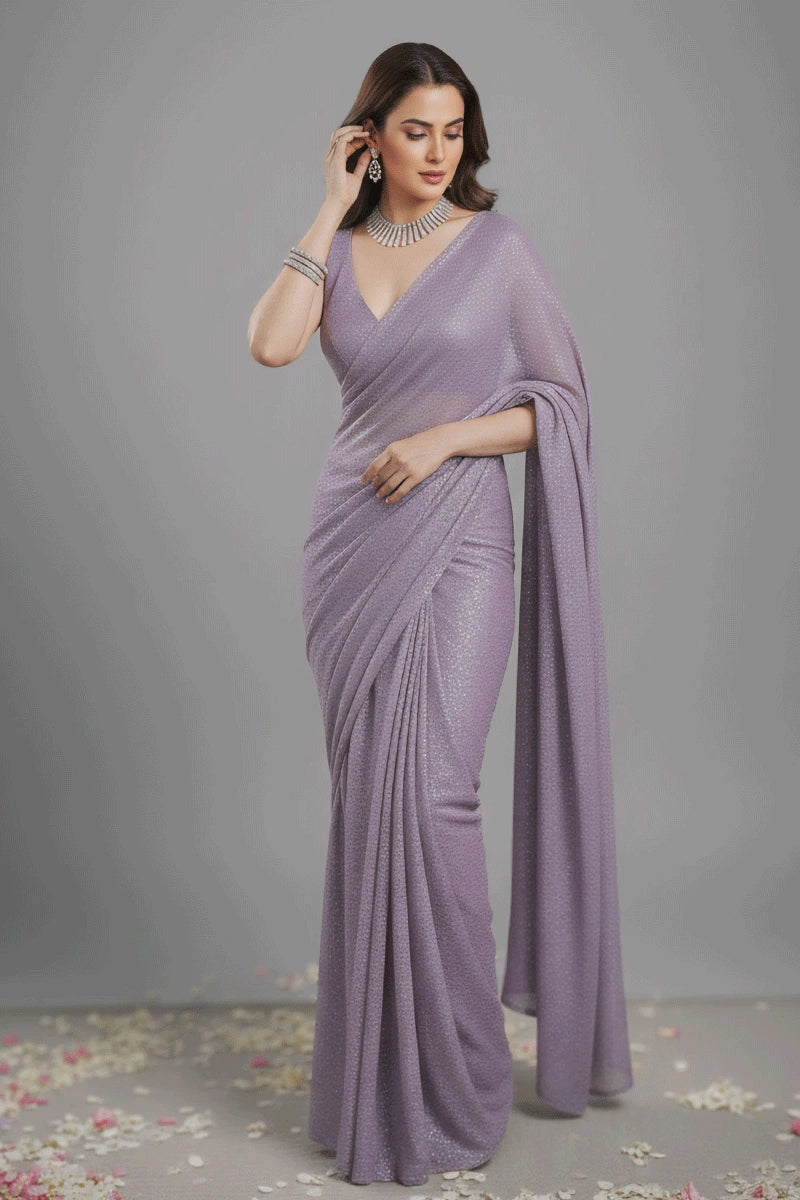Reception Party Look In Sequin Work Saree For Girl - Anaya Designer Studio
