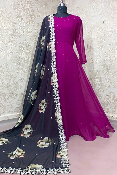 Simple gowns for Indian wedding reception Purple – Anaya Designer Studio