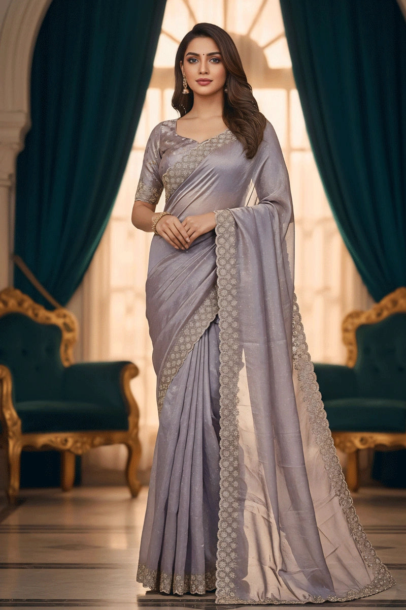 Wedding Special Jarkan Diamond work Saree For Women - Anaya Designer Studio