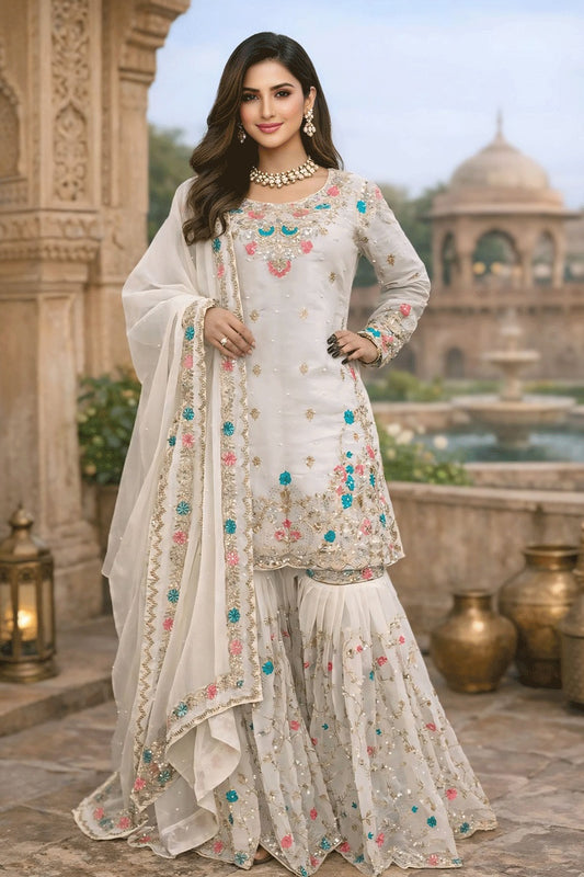 Wedding Special Purple Color Plazo Suit With Emboidery Dupatta - Anaya ...