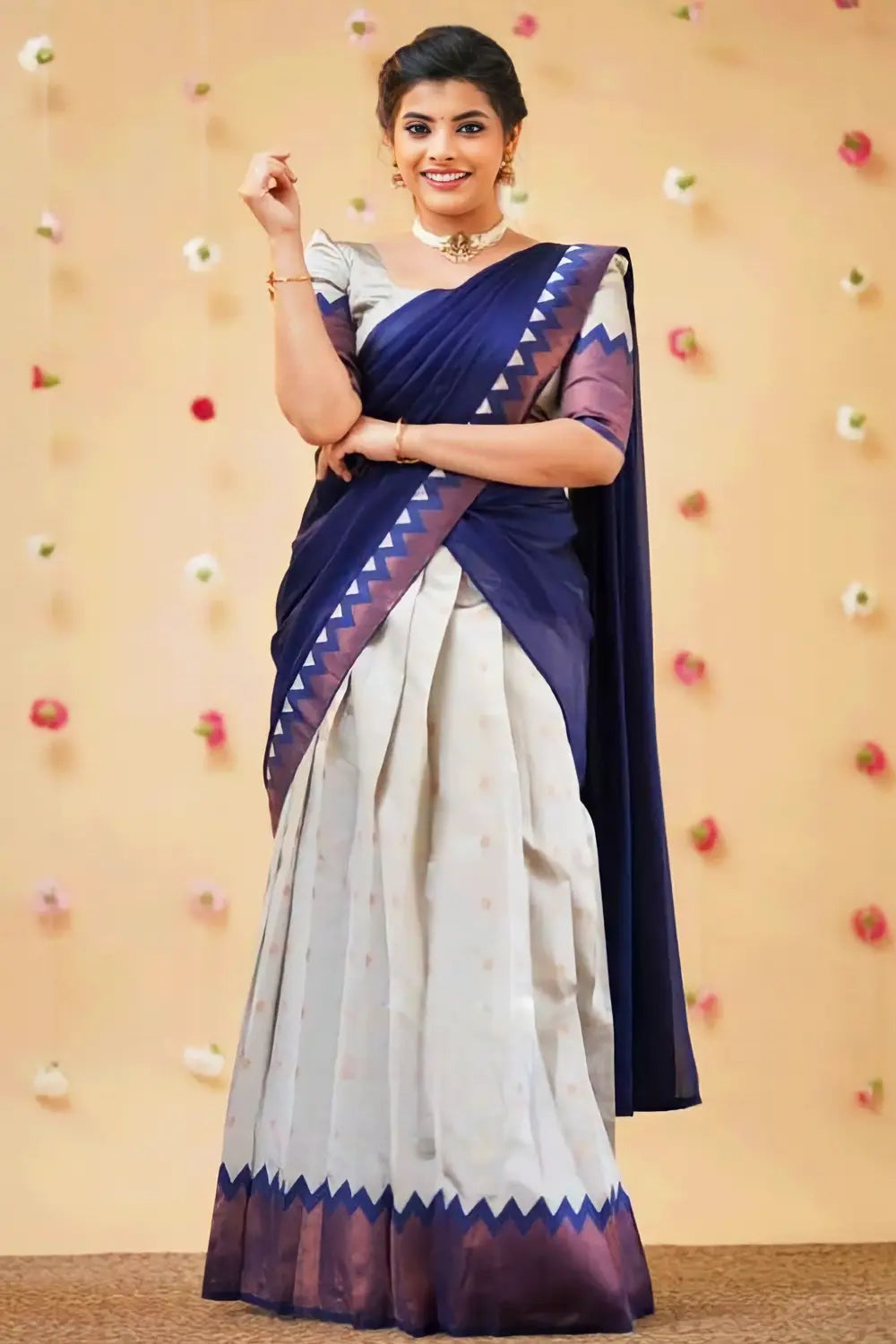 Latest Off White Trendy Half Saree Design – Anaya Designer Studio