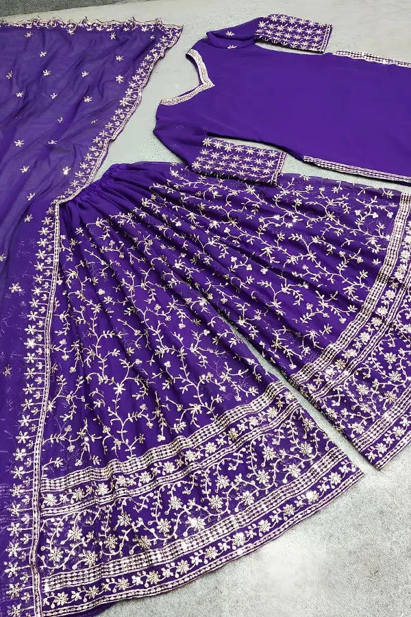 Latest Purple Sharara Suit Design For Wedding – Anaya Designer Studio